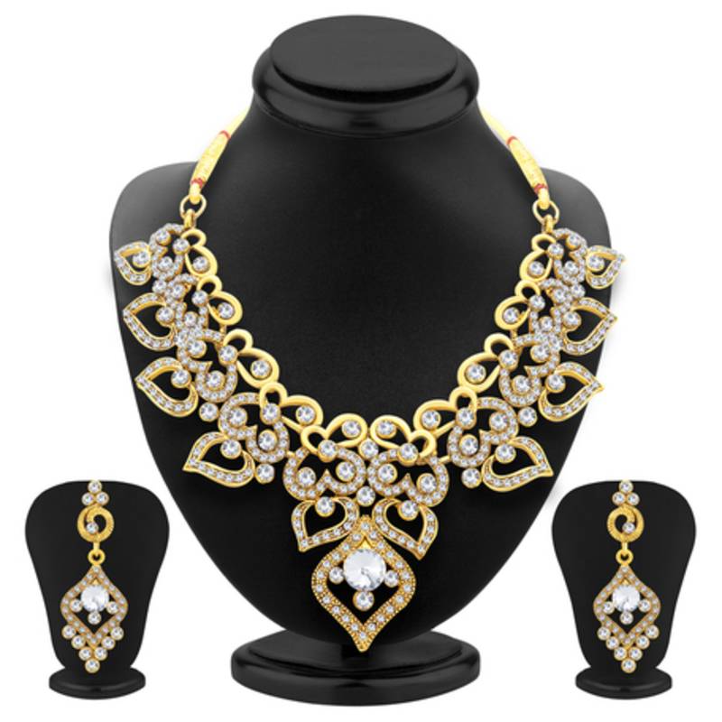 Buy Delightly Gold Plated AD Necklace Set For Women Online