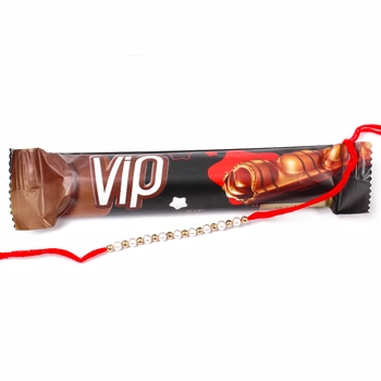 Buy VIP Chocolate Bar with Pearl Rakhi Online