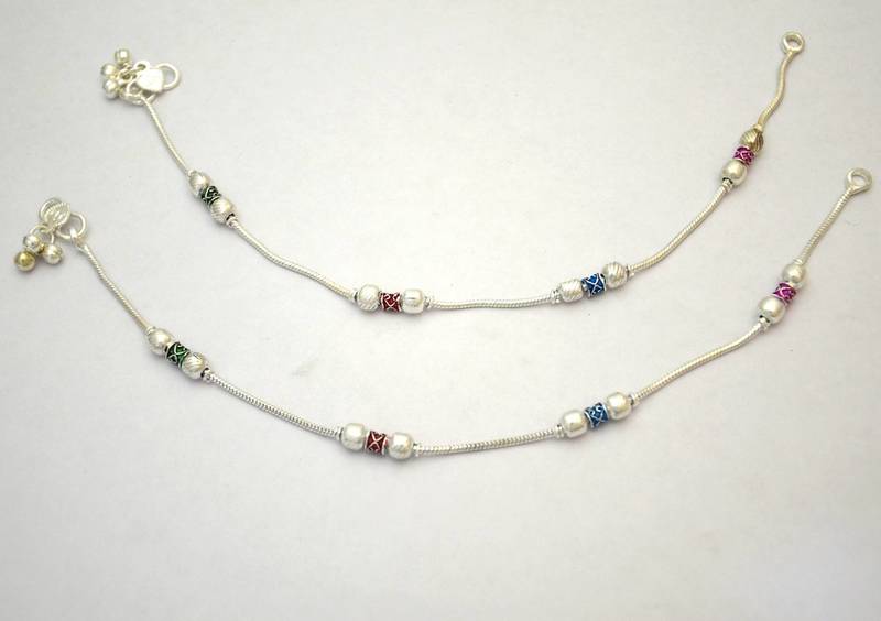 Buy Multicoloured Sterlin Silver Payal Online